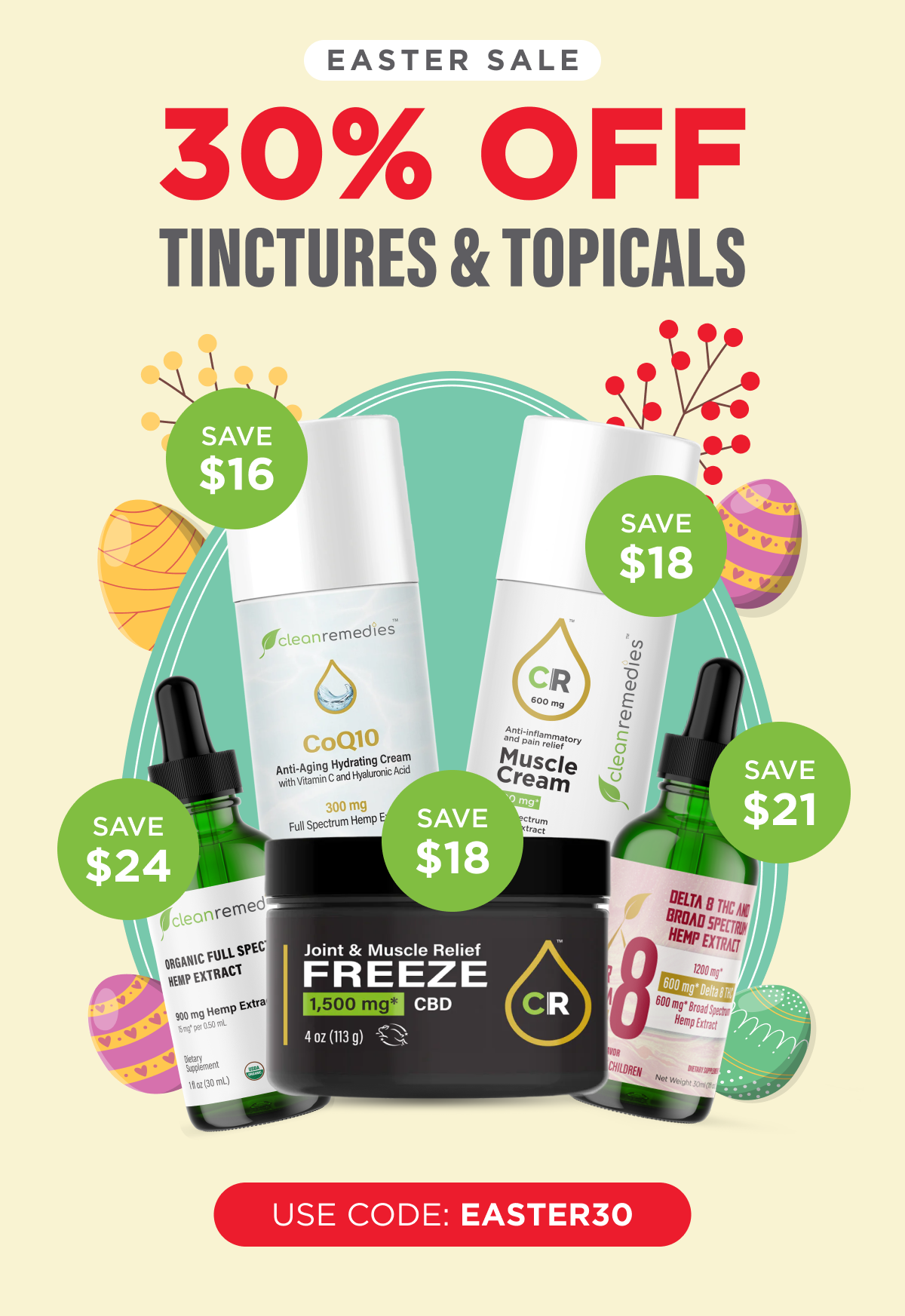 30% OFF Tinctures & Topicals