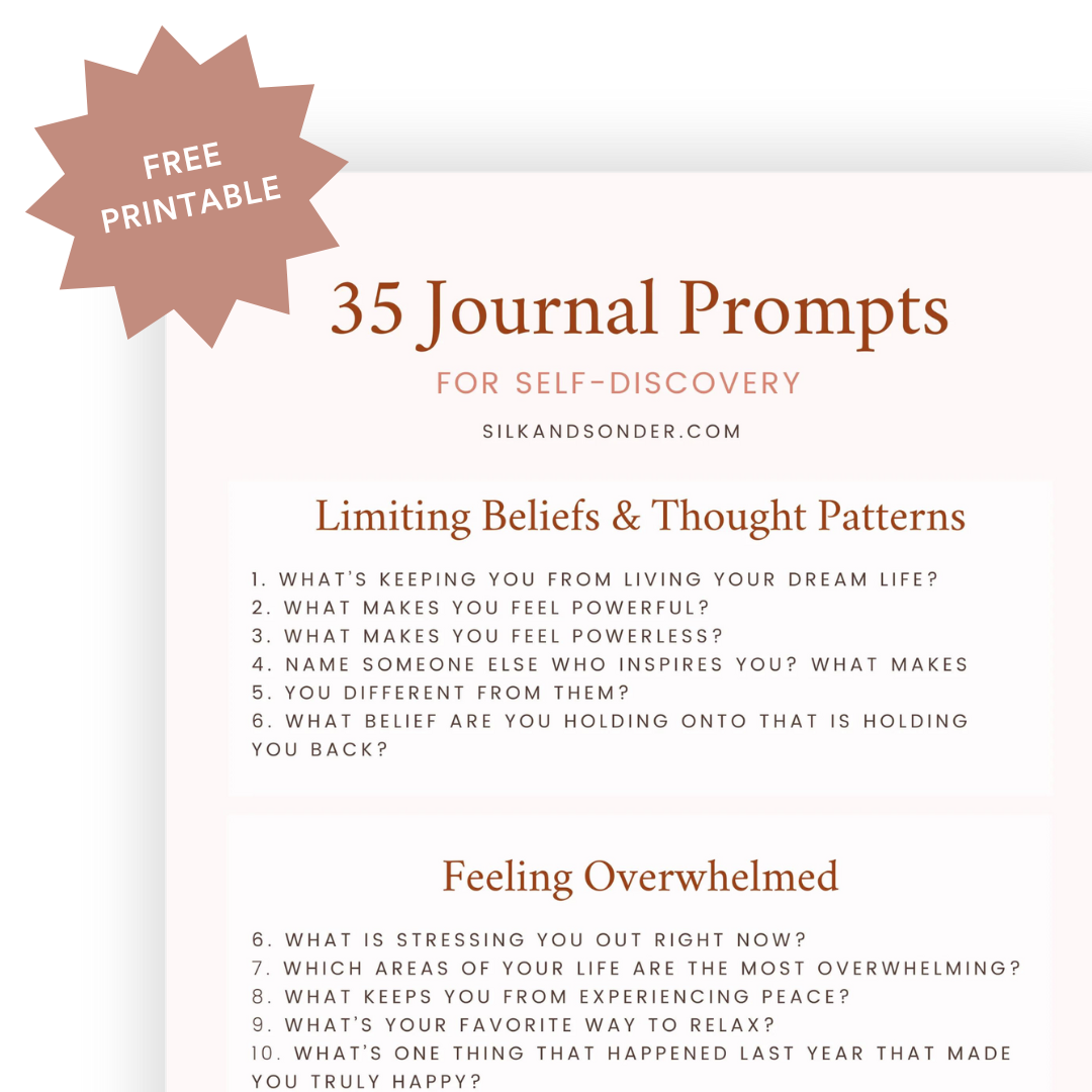 35 Journal Prompts For Self-Discovery Printable – Silk + Sonder