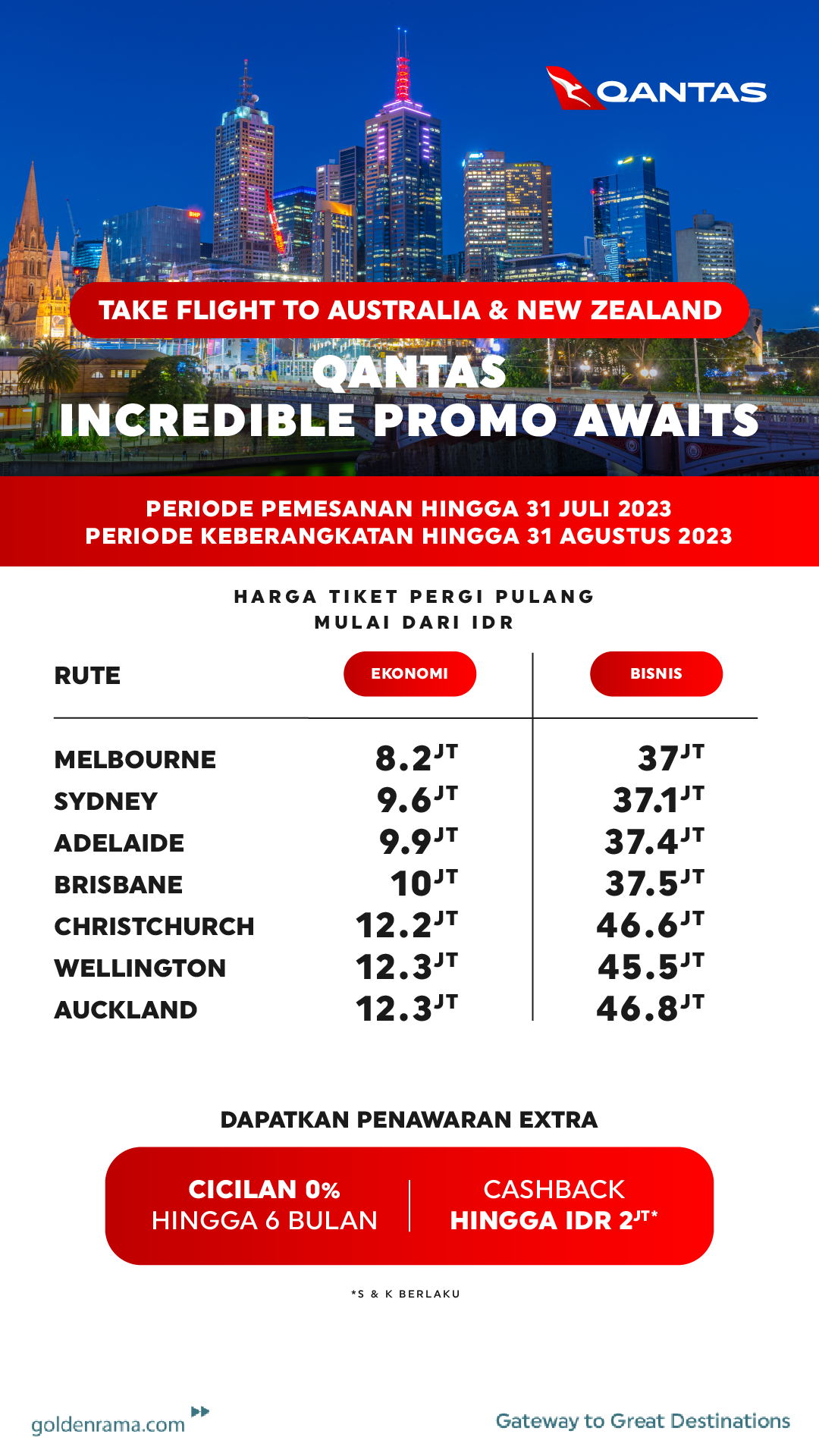 Qantas Incredible Promo Awaits | Golden Rama Tours and Travel