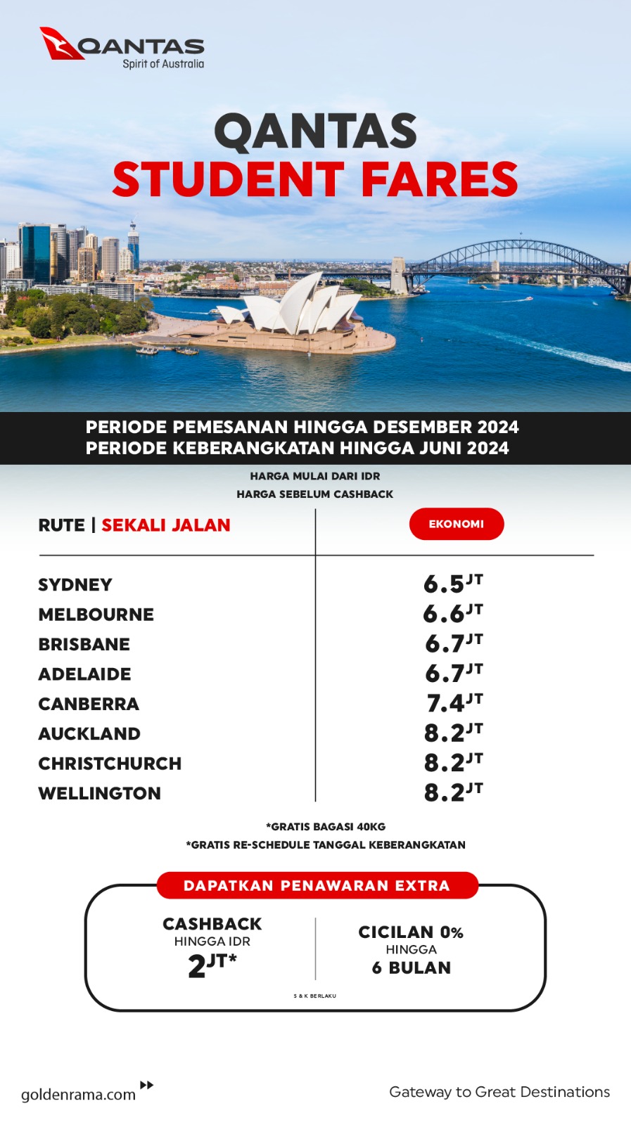 QANTAS STUDENT FARES 2023 | Golden Rama Tours and Travel