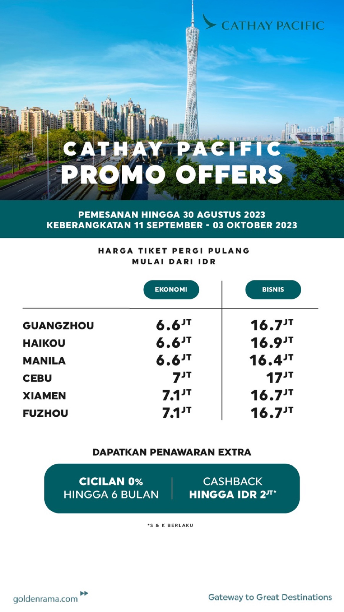 Cathay Pacific Promo Offers | Golden Rama Tours and Travel