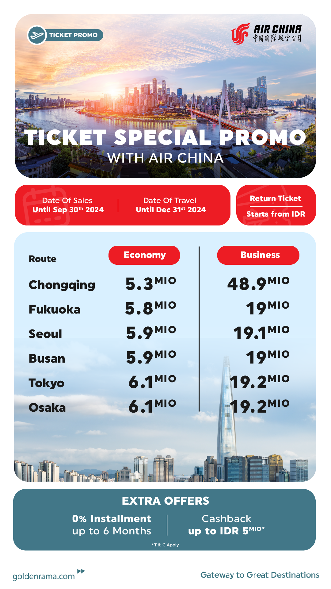 Promo Spesial Air China | Golden Rama Tours and Travel