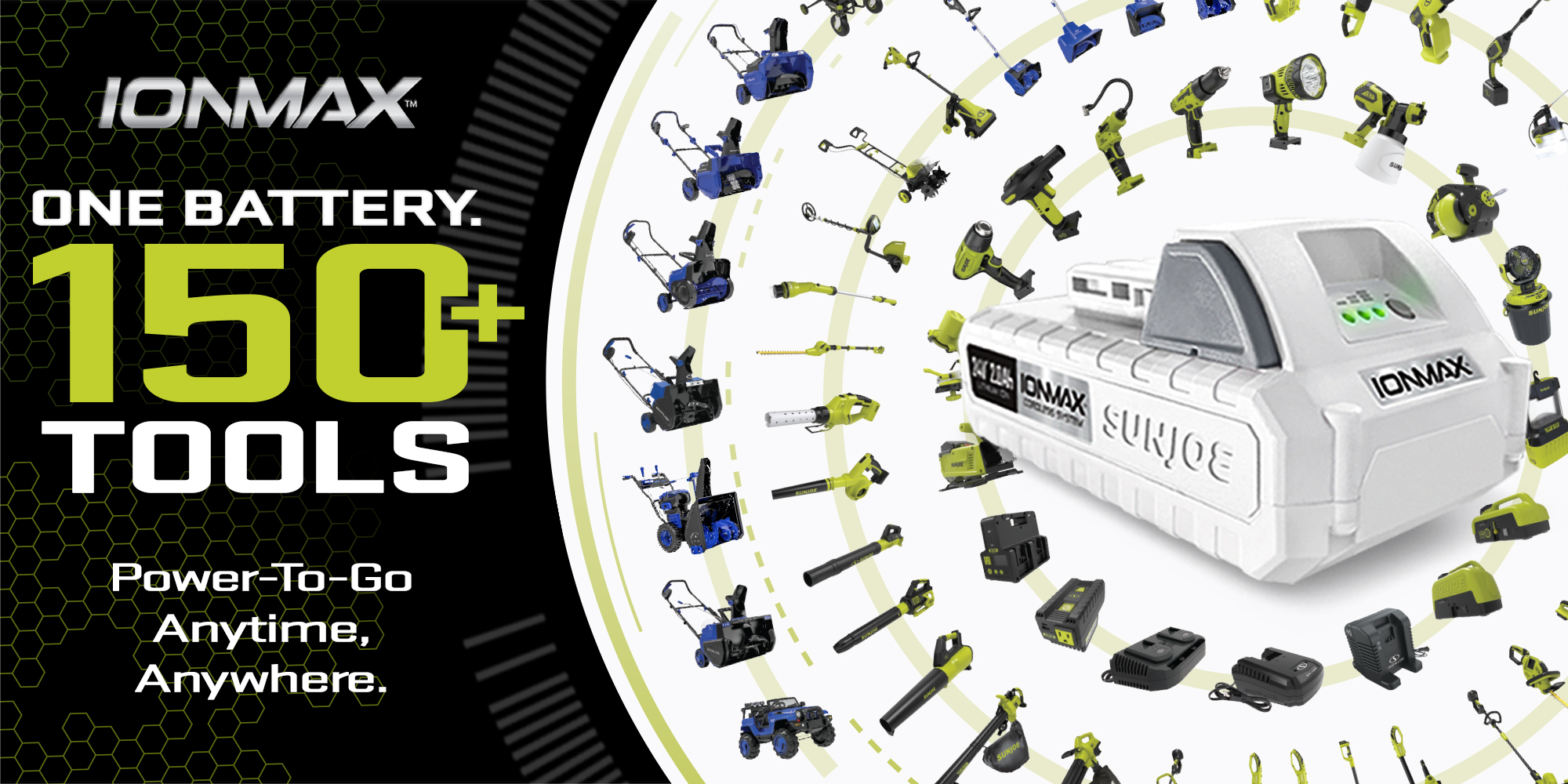 IONMAX One Battery. 150+ Tools.