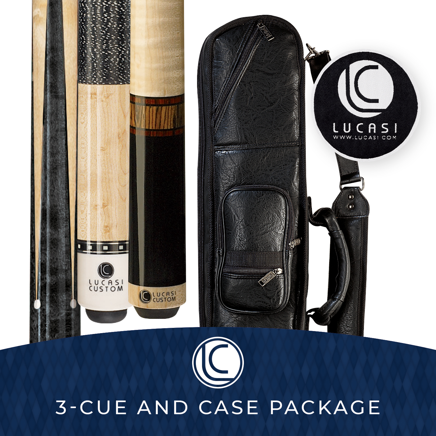 Lucasi 3-Cue and Case Package