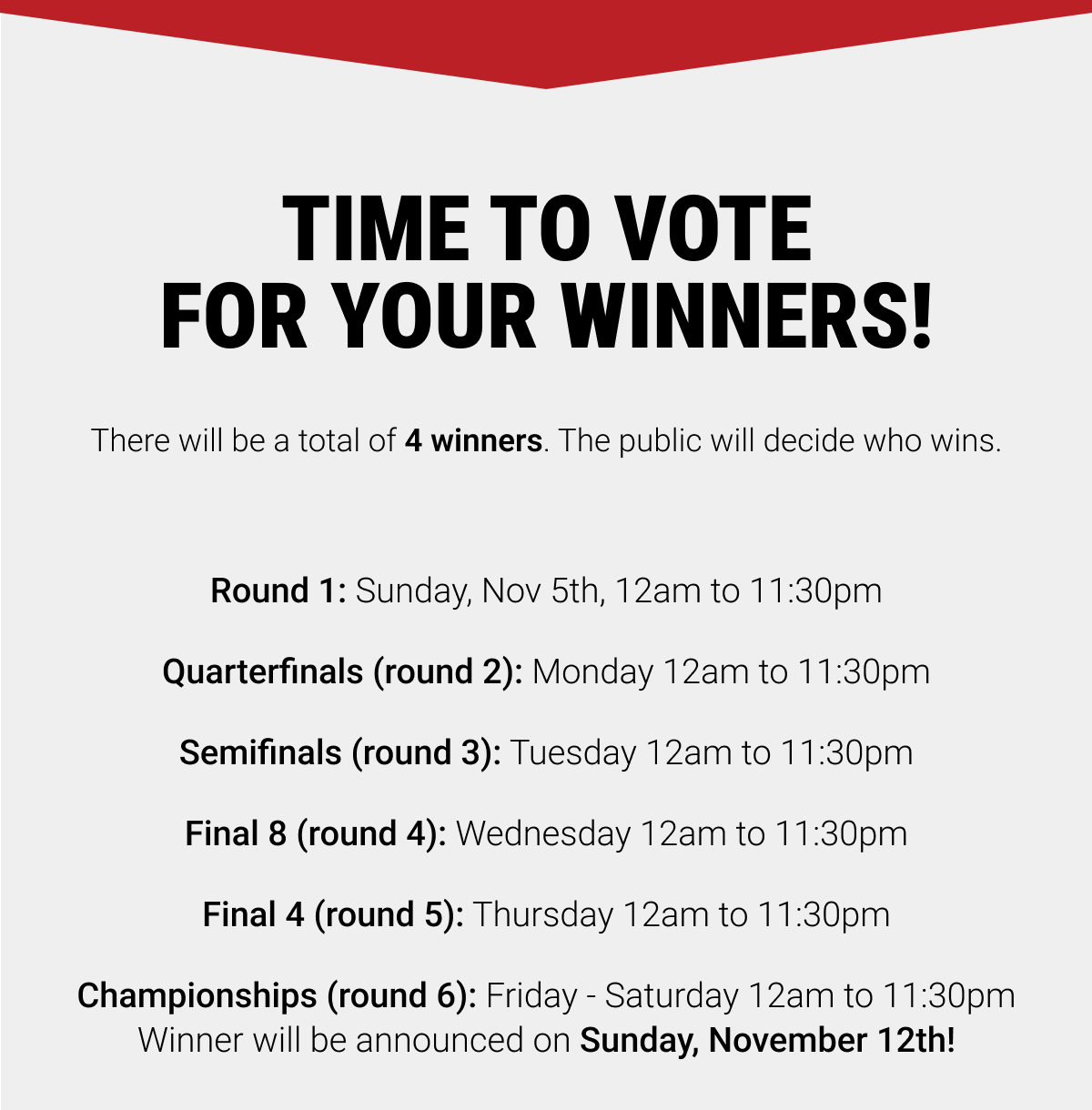 time to vote for your winners!