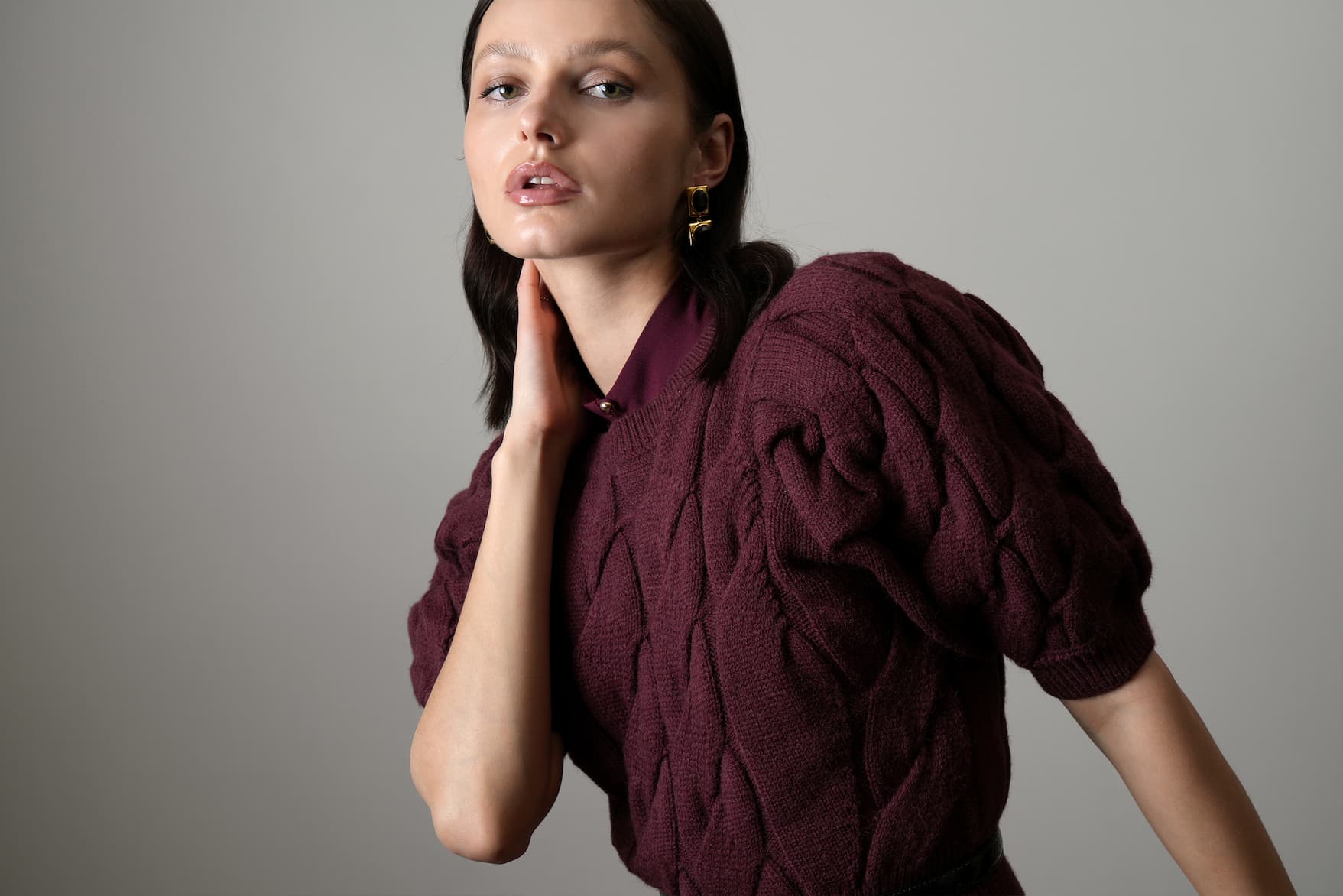 Felicia Lurex Knit Pouf Sleeve Blouse | Greylin Collection | Women's ...