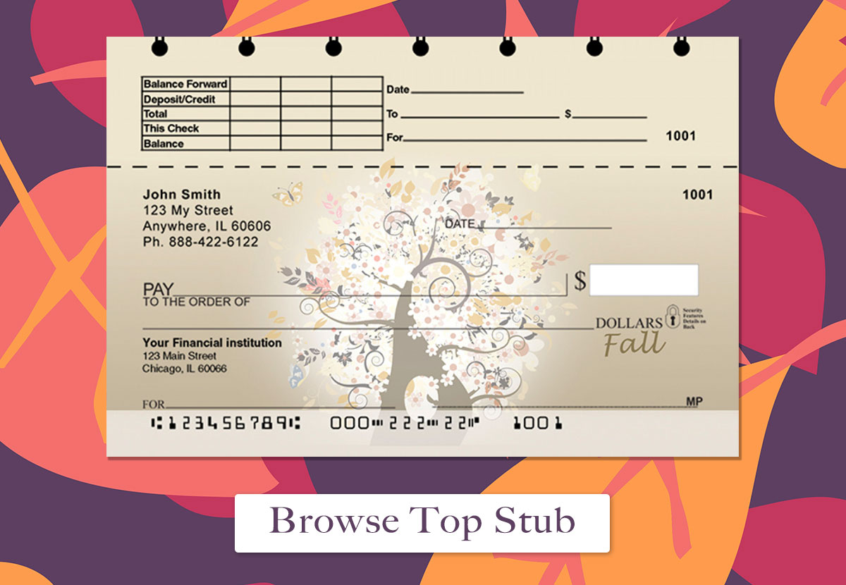 Image of a top stub personal check