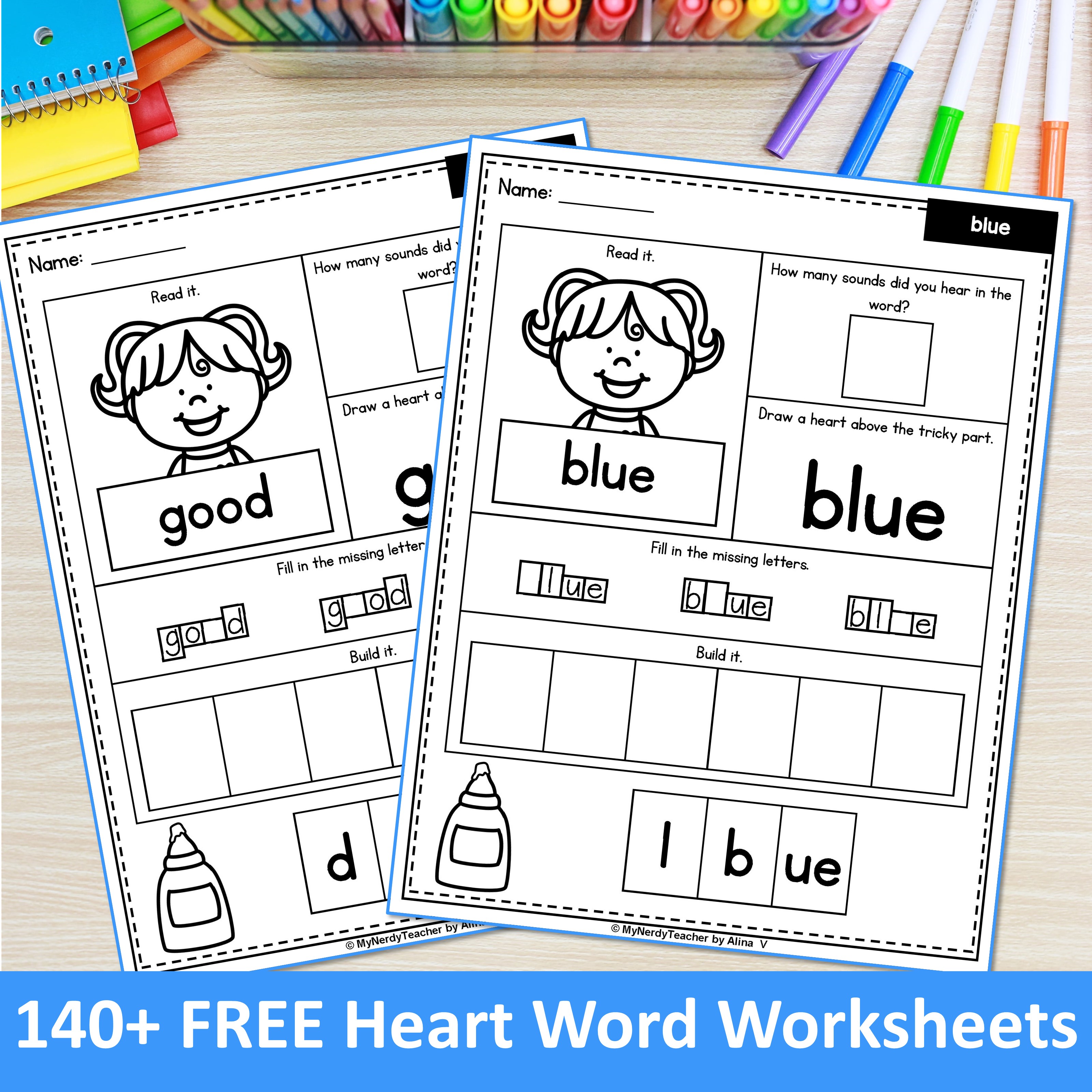 Free Heart Word Worksheets Bundle – My Nerdy Teacher